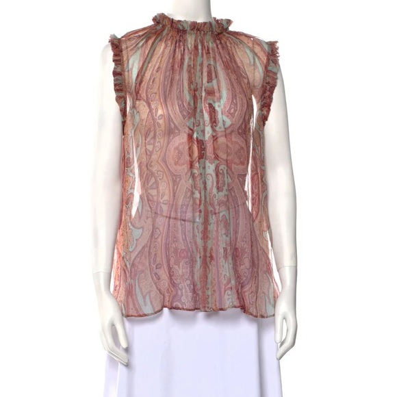 Zimmermann | Tops | Zimmermann Silk Blouse Red Paisley Print Ruffle ...